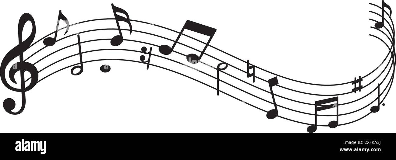 Music sheet with a music notes symbols, flat design vector illustration ...