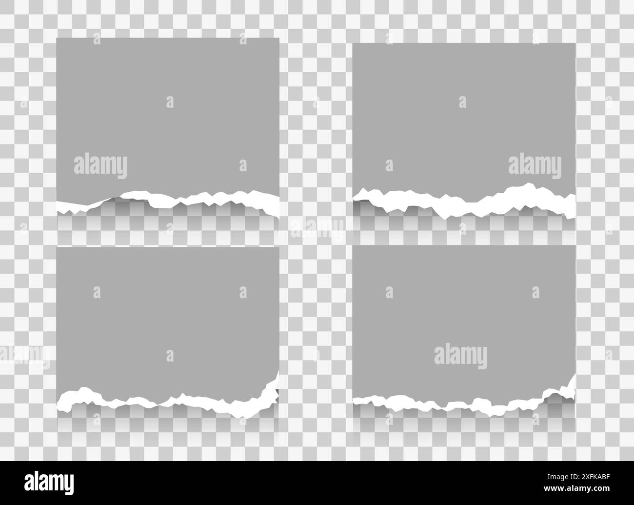 Set of various Torn Notebook Sheet. White and grey ripped paper notes ...