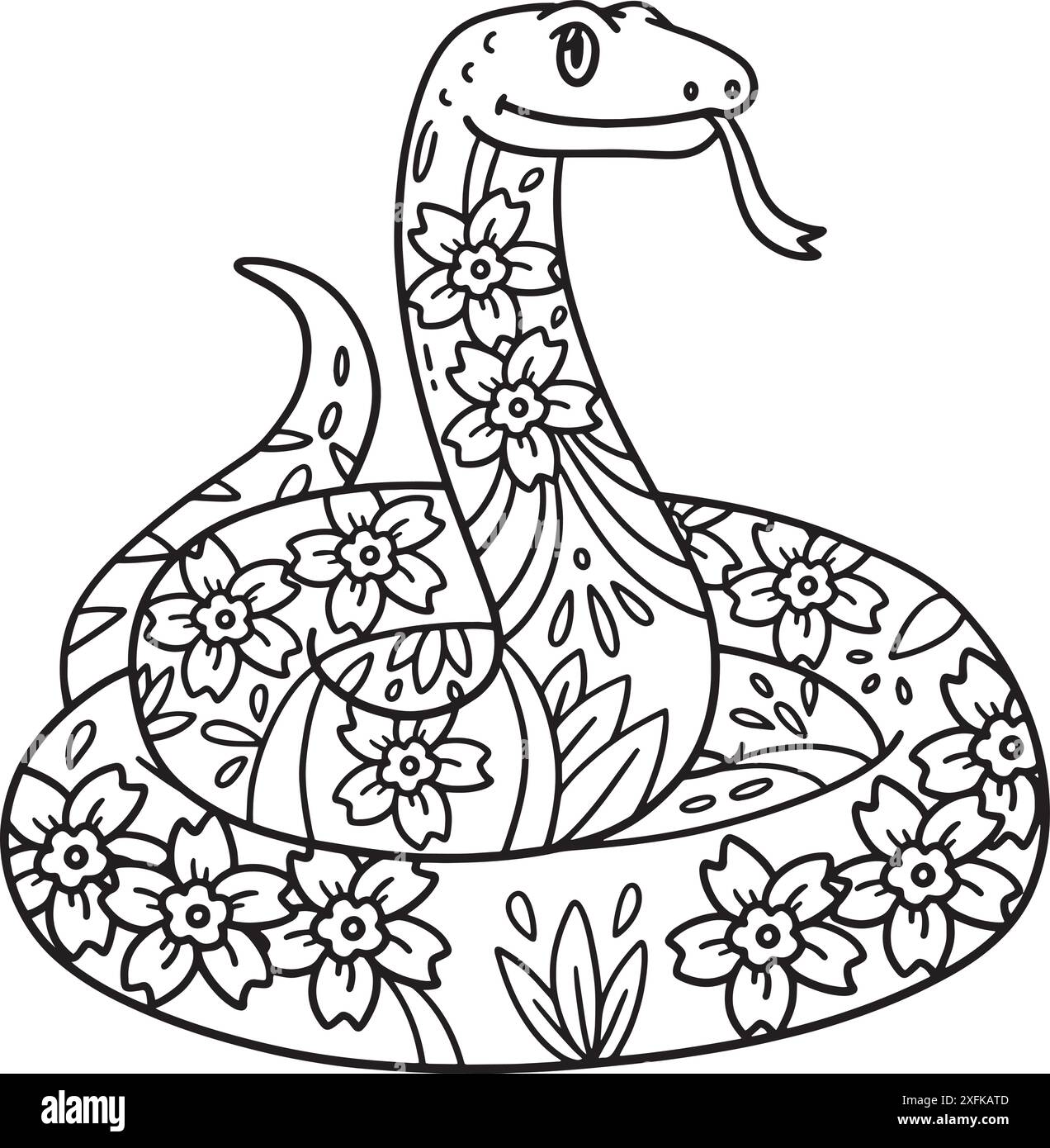 Year of the Snake with Pattern Isolated Coloring Stock Vector Image ...