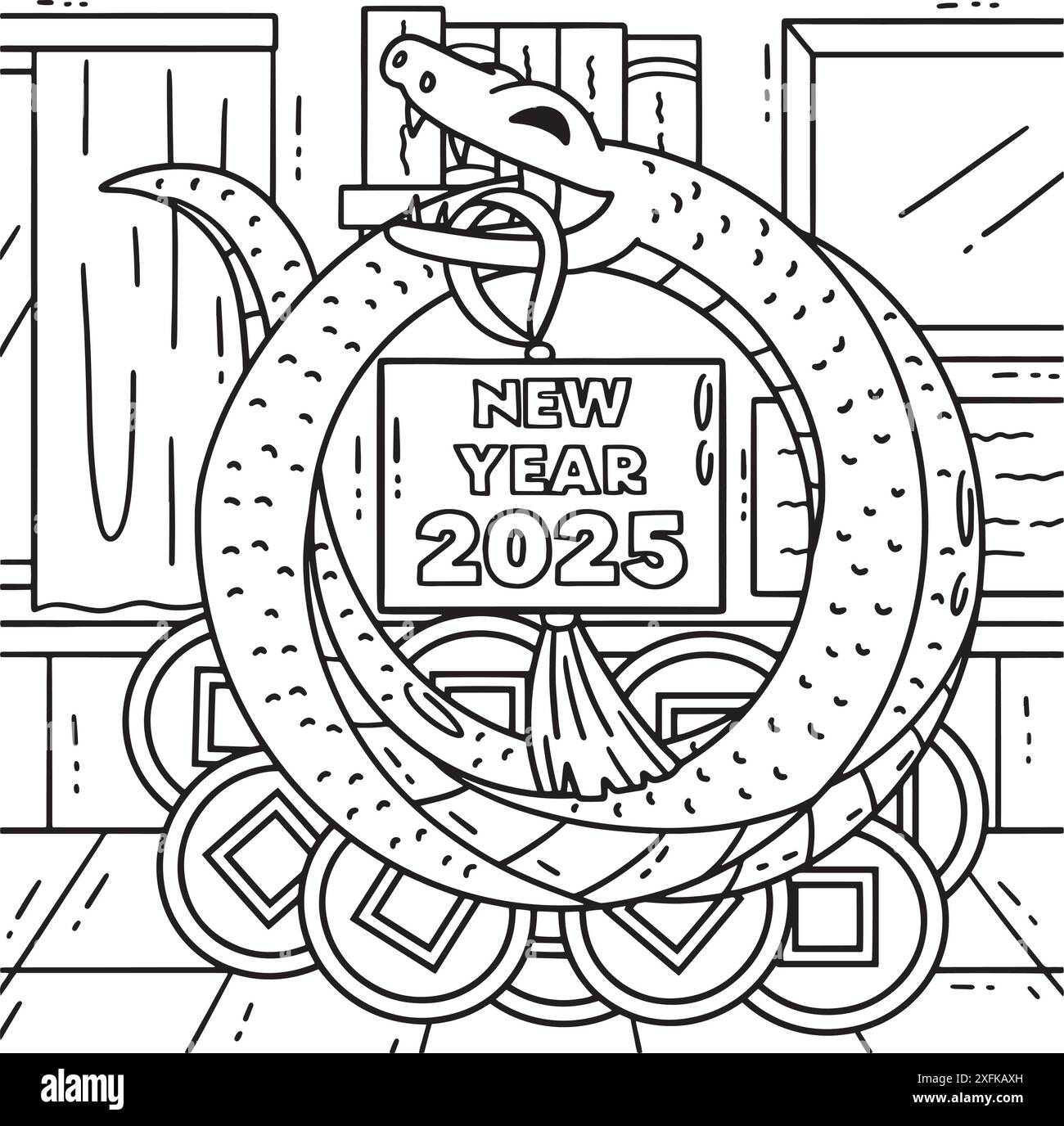 Year of the Snake on Coins New Year 2025 Coloring Stock Vector Image ...