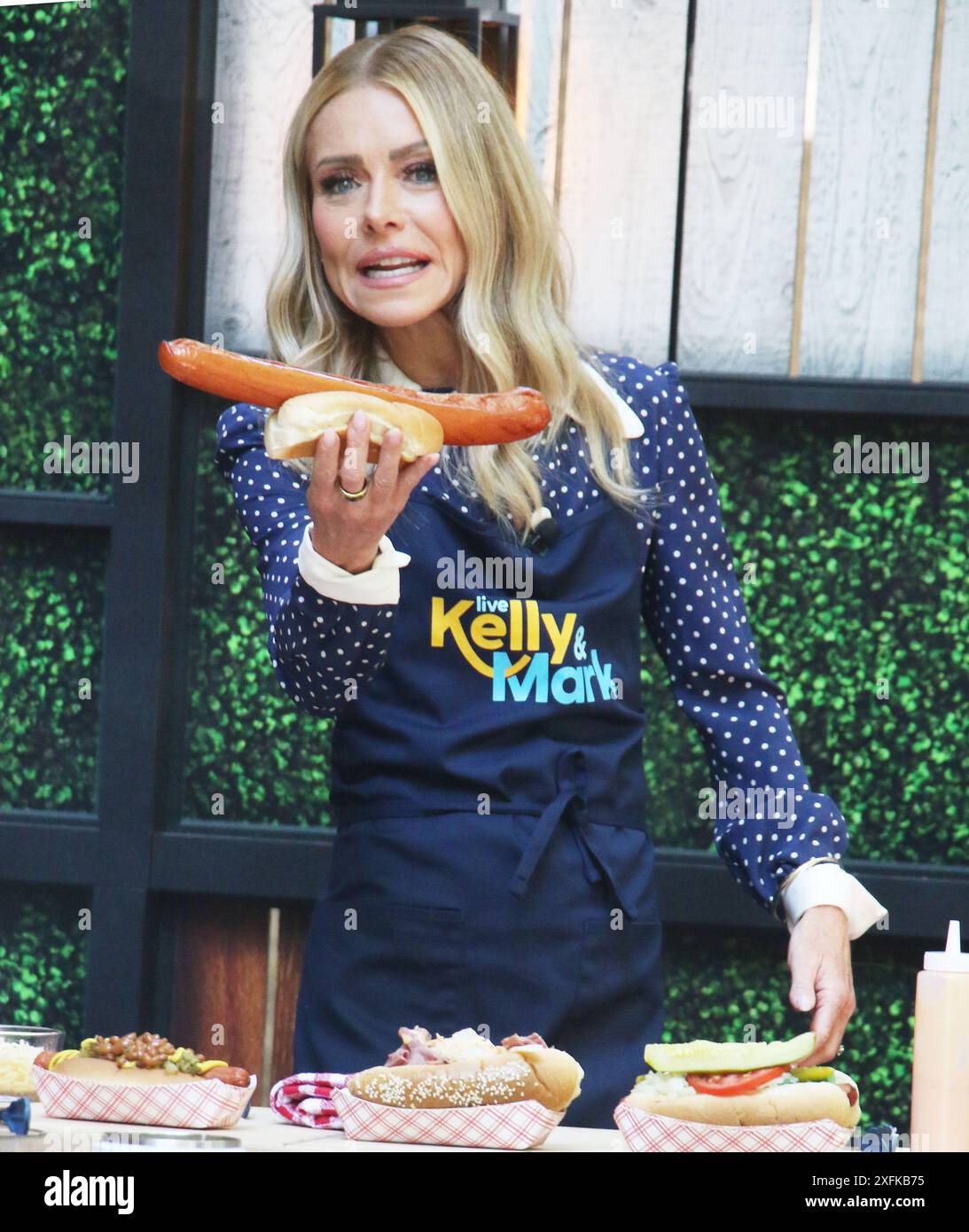 July 03, 2024 Kelly Ripa cooking on Live with Kelly & Mark in New York ...