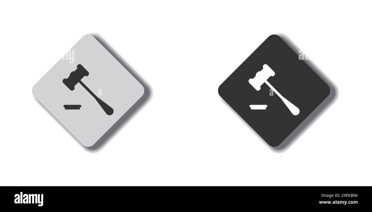 Judge's hammer icon, gavel or auction symbol. Flat vector illustration ...