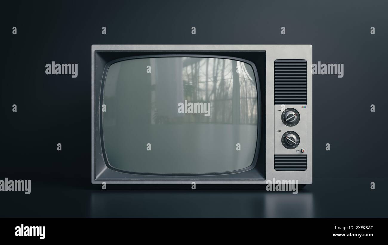 Retro old television display. 3d rendering Stock Photo - Alamy