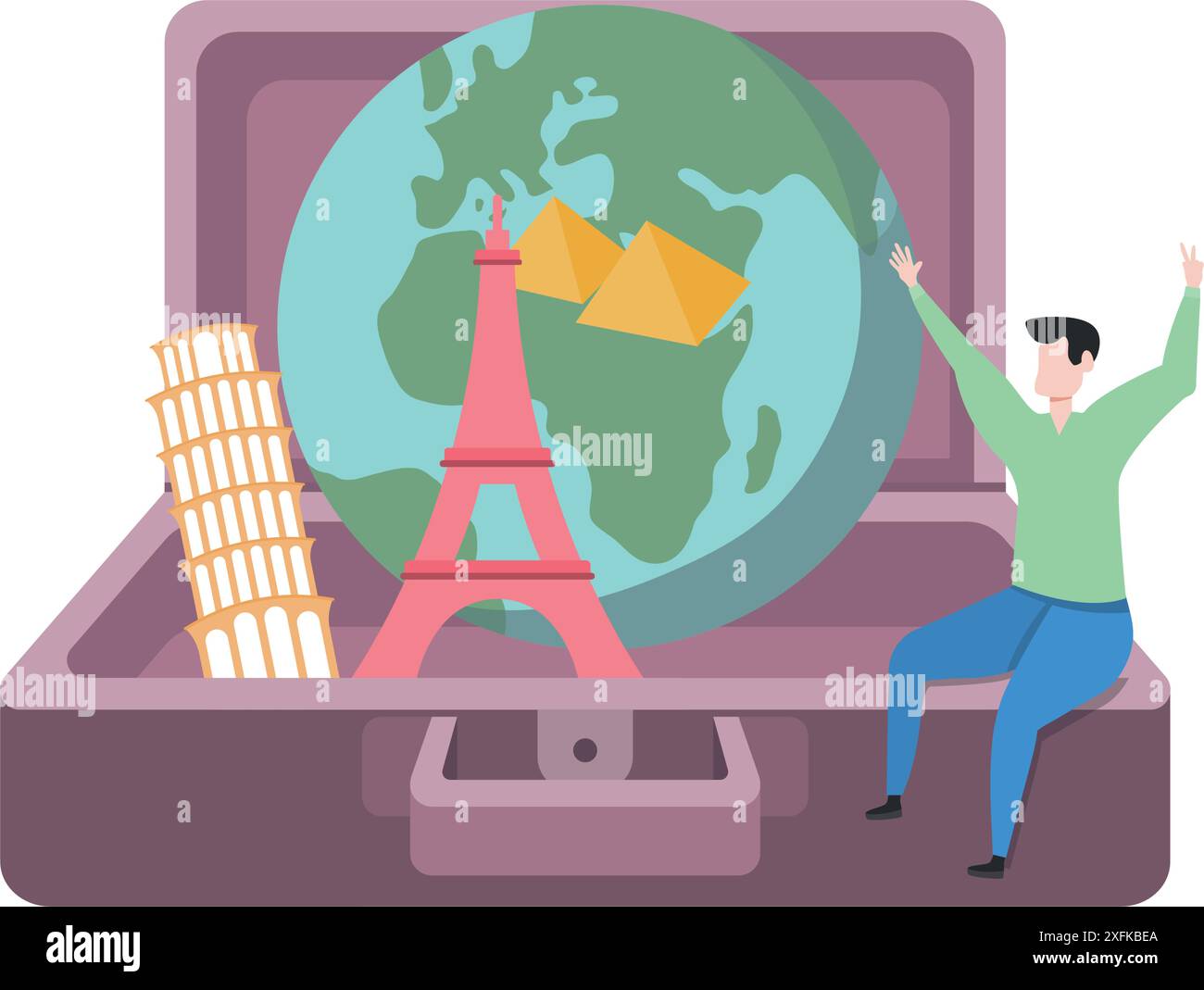 Travel concept on a transparent background, flat design vector ...