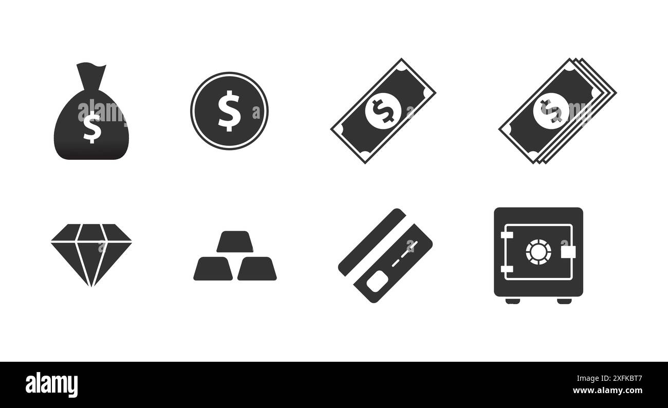 Finance icons. Money simple icons set. Dollar symbol. Flat vector ...