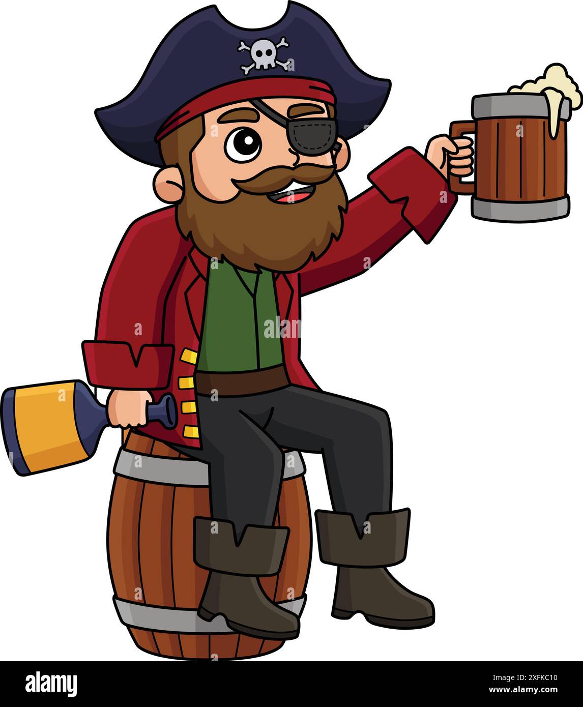 Pirate Drinking Rum Cartoon Colored Clipart Stock Vector Image & Art ...