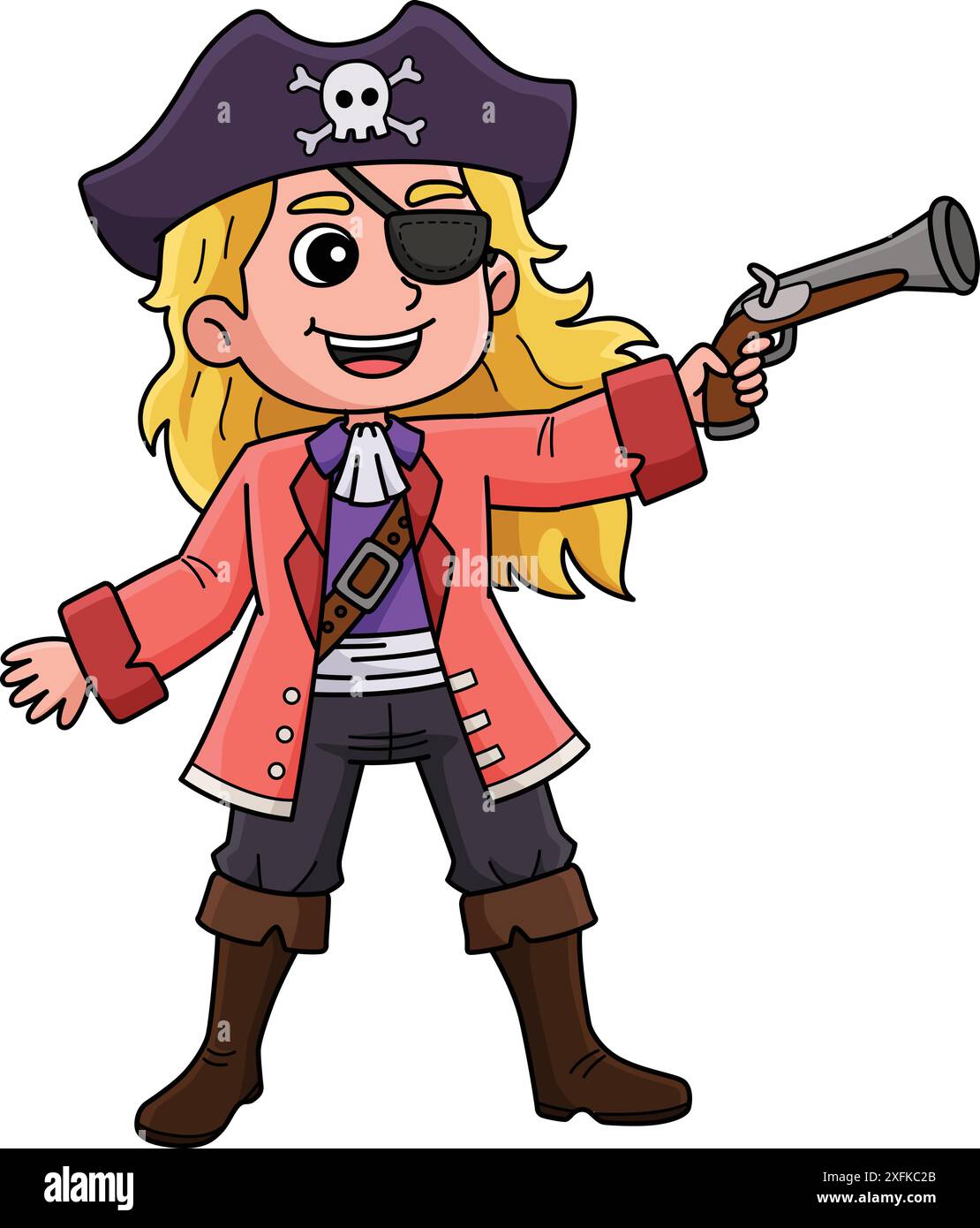Pirate Girl Cartoon Colored Clipart Illustration Stock Vector Image ...