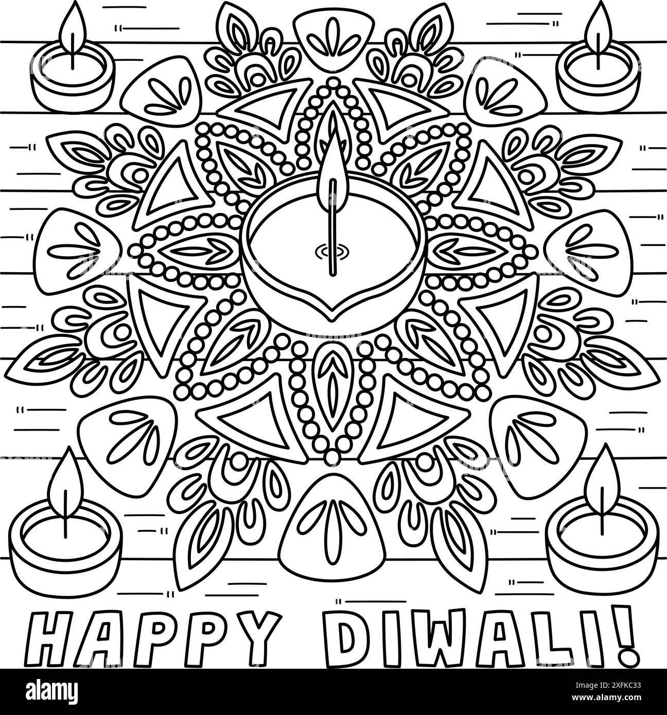 Happy Diwali Rangoli Coloring Page for Kids Stock Vector Image & Art ...