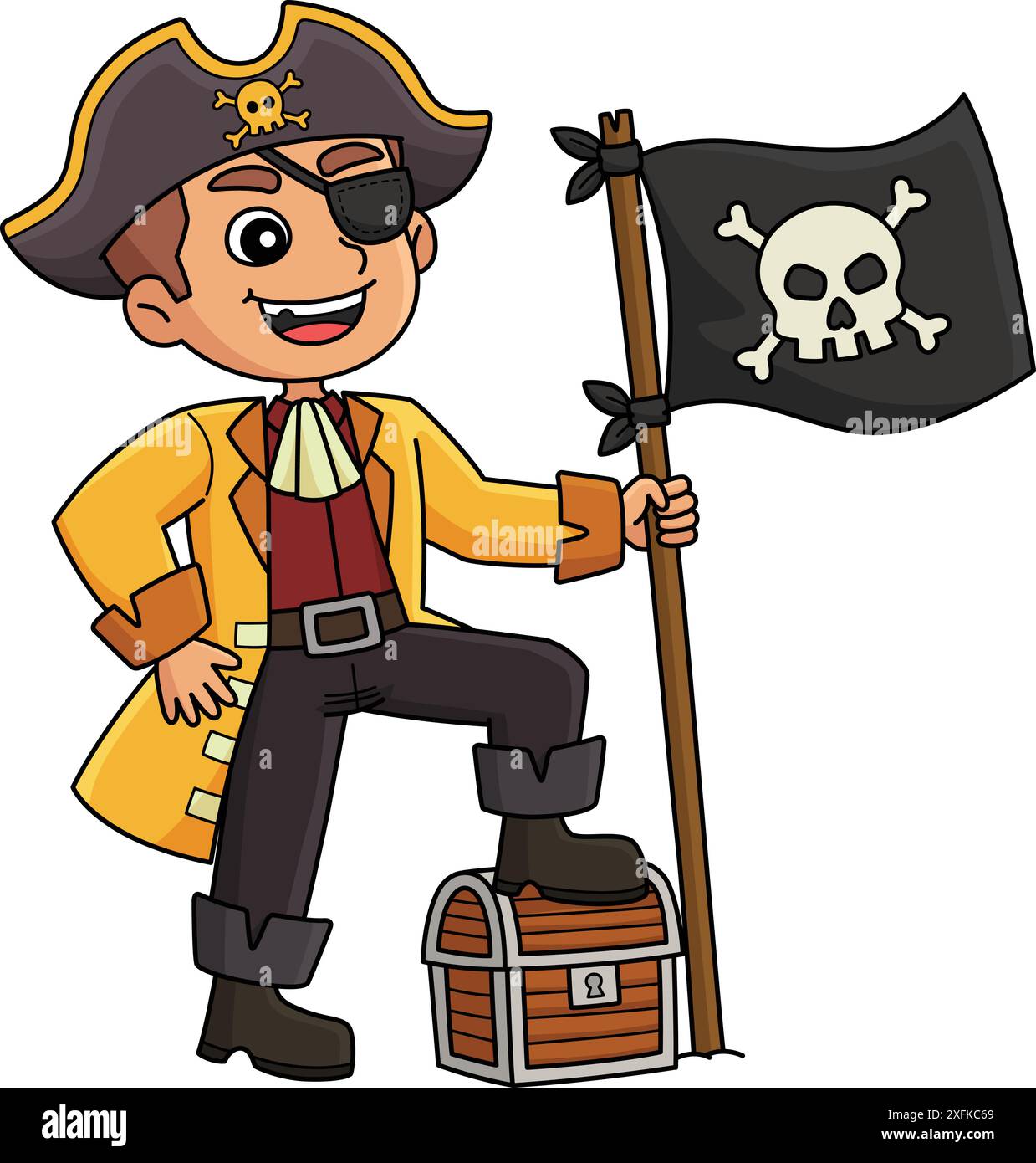 Pirate Jolly Roger Flag Cartoon Colored Clipart Stock Vector Image ...