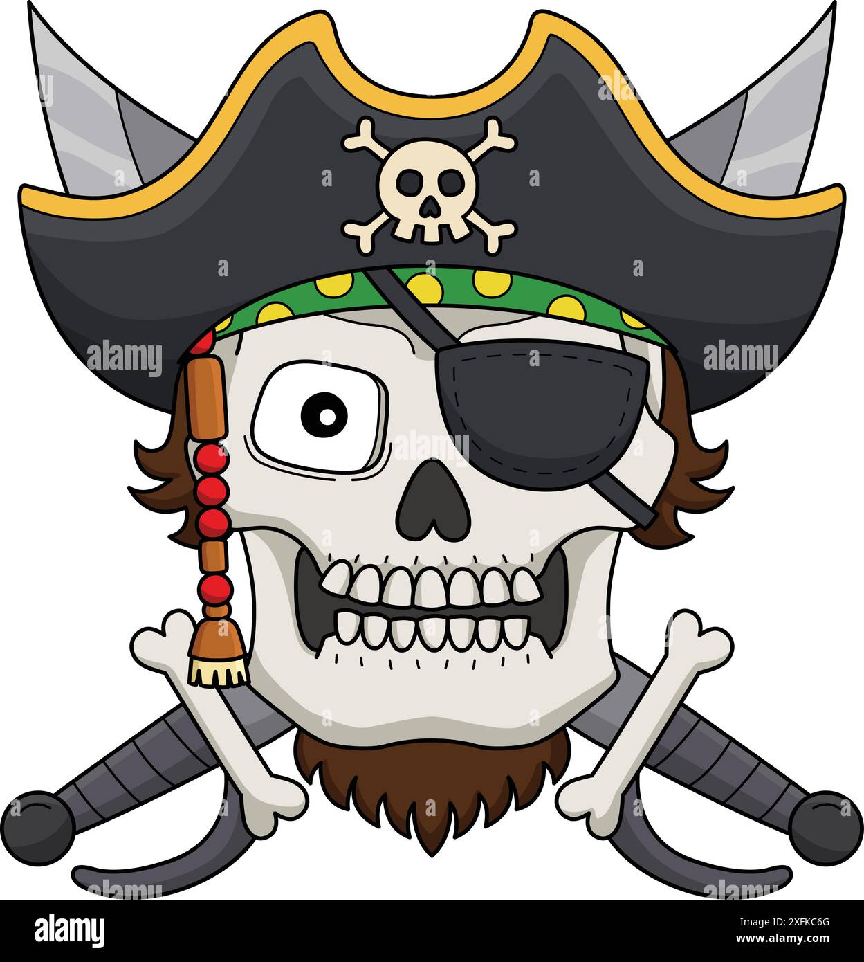 Pirate Skull Cartoon Colored Clipart Illustration Stock Vector Image ...