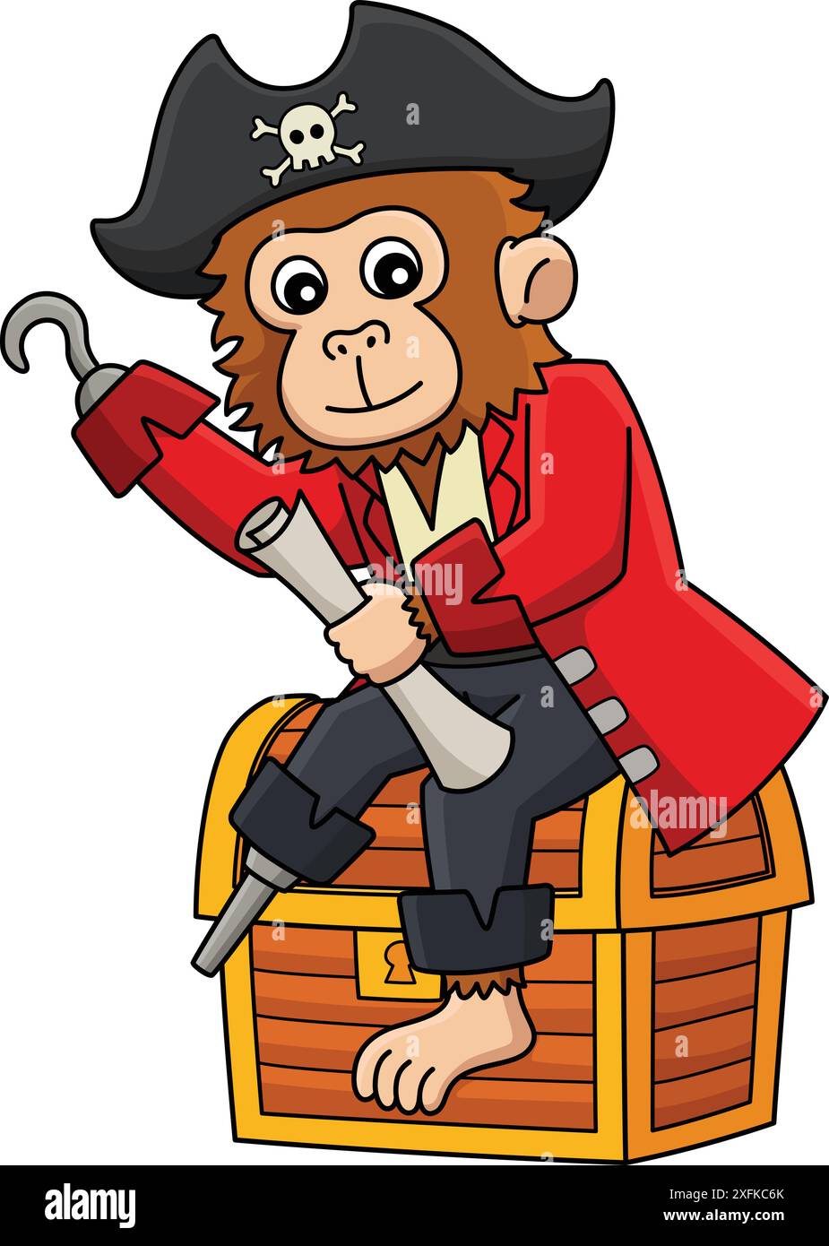 Pirate Monkey Cartoon Colored Clipart Illustration Stock Vector Image ...