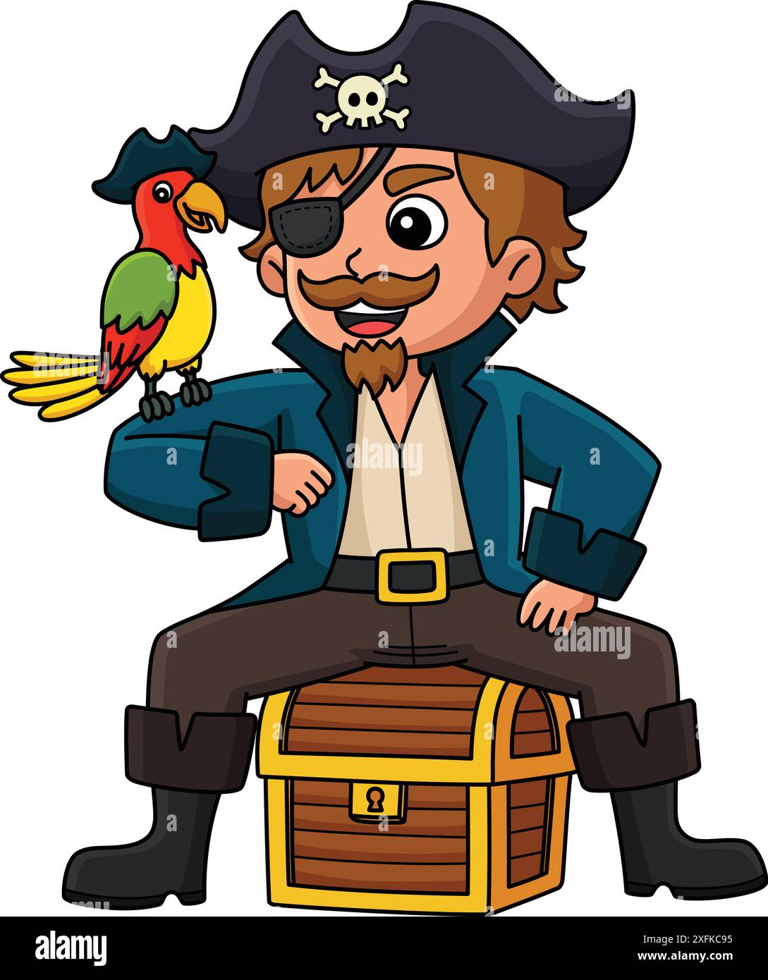 Pirate with a Parrot Cartoon Colored Clipart Stock Vector Image & Art ...