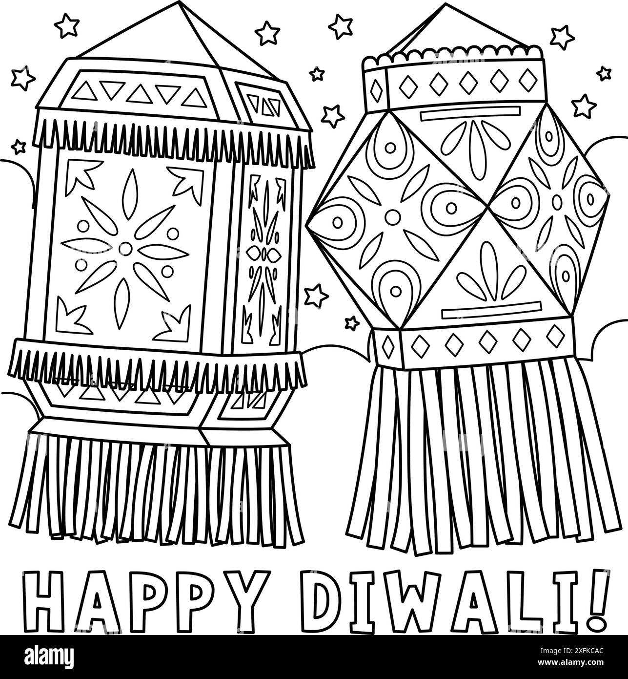 Diwali Lantern Coloring Page for Kids Stock Vector Image & Art - Alamy