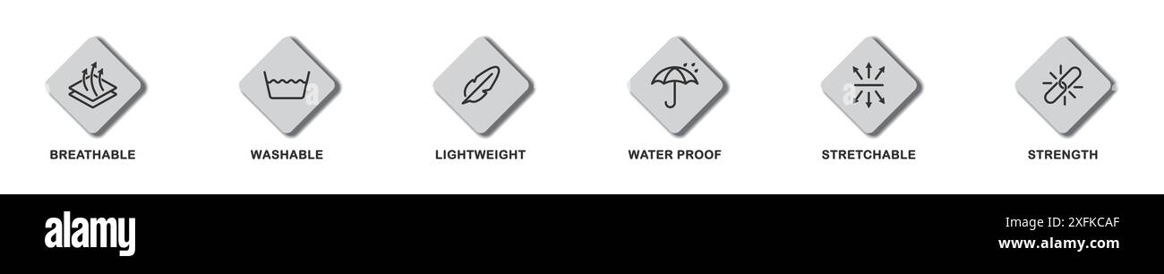 Fabric properties icon set. Flat vector illustration Stock Vector Image ...