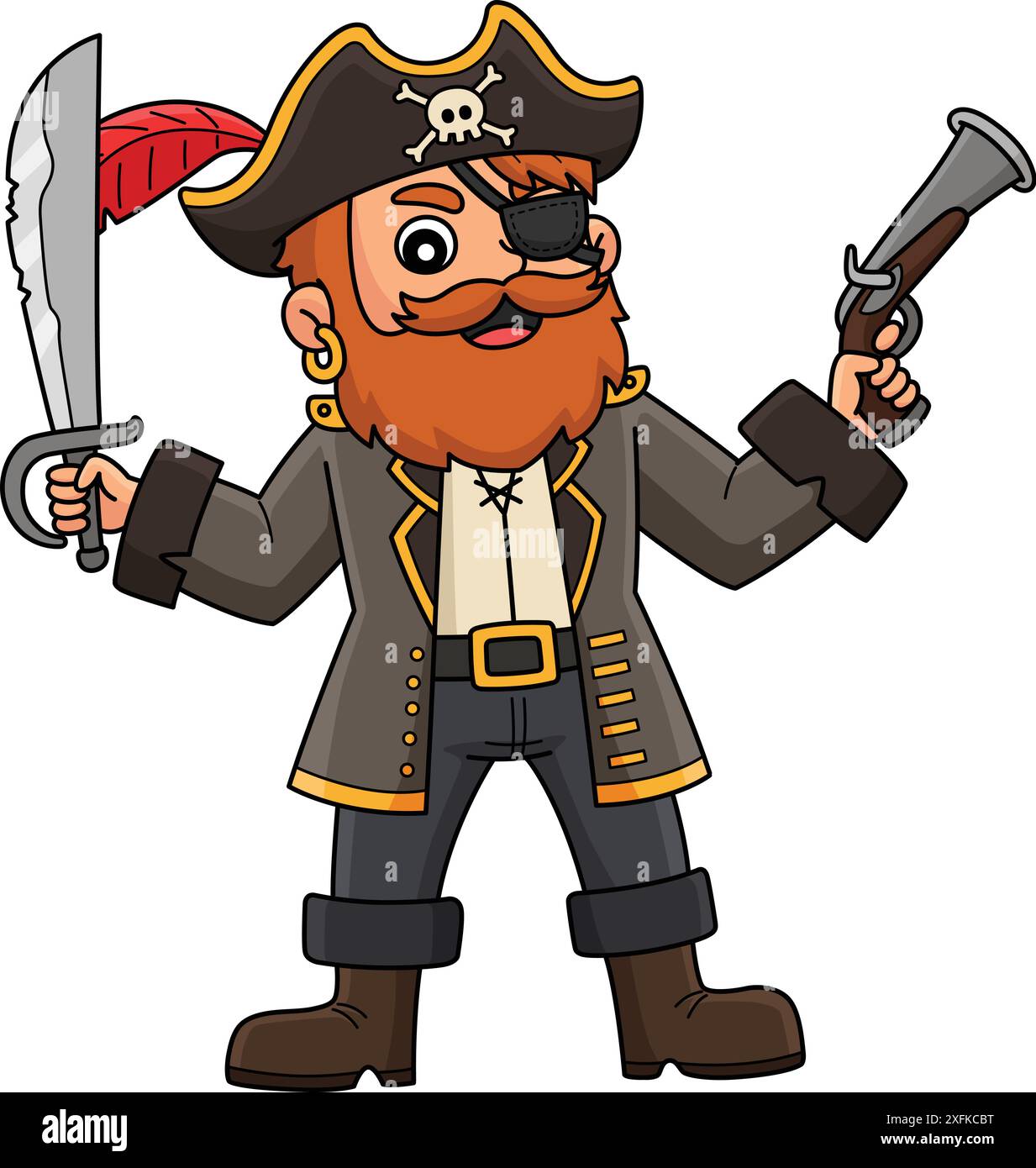 Pirate Captain Cartoon Colored Clipart Stock Vector Image & Art - Alamy