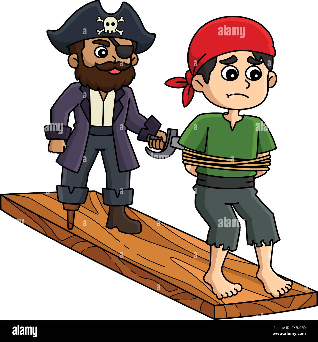 Pirate Walking the Plank Cartoon Colored Clipart Stock Vector Image ...