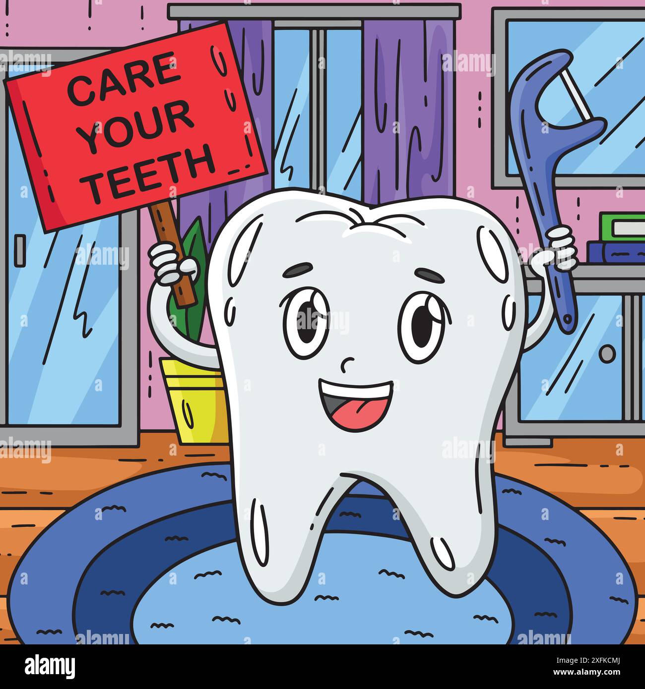 Dental Care Your Teeth Colored Cartoon Stock Vector Image & Art - Alamy