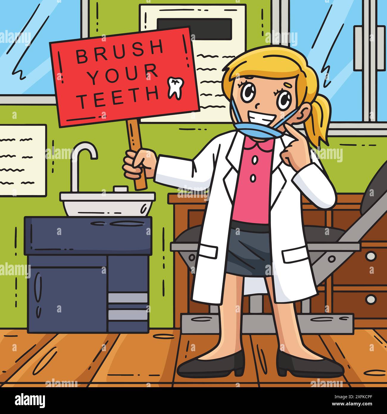 Dental Care Brush Your Teeth Colored Cartoon Stock Vector Image & Art ...