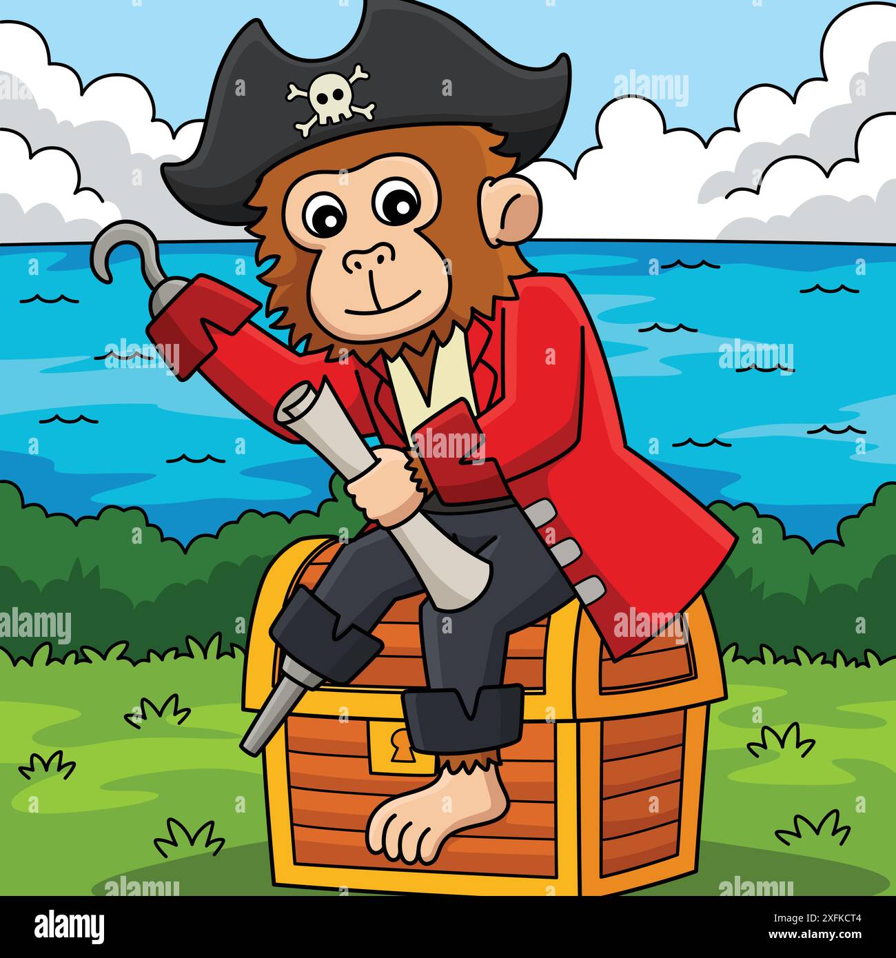 Pirate Monkey Colored Cartoon Illustration Stock Vector Image & Art - Alamy