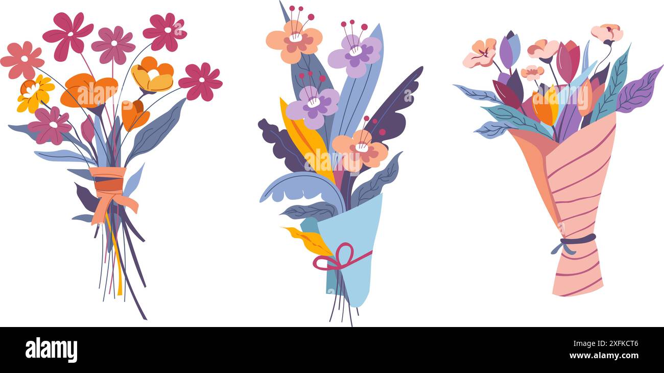 Beautiful Wrapped Flower Bouquets vector Stock Vector Image & Art - Alamy