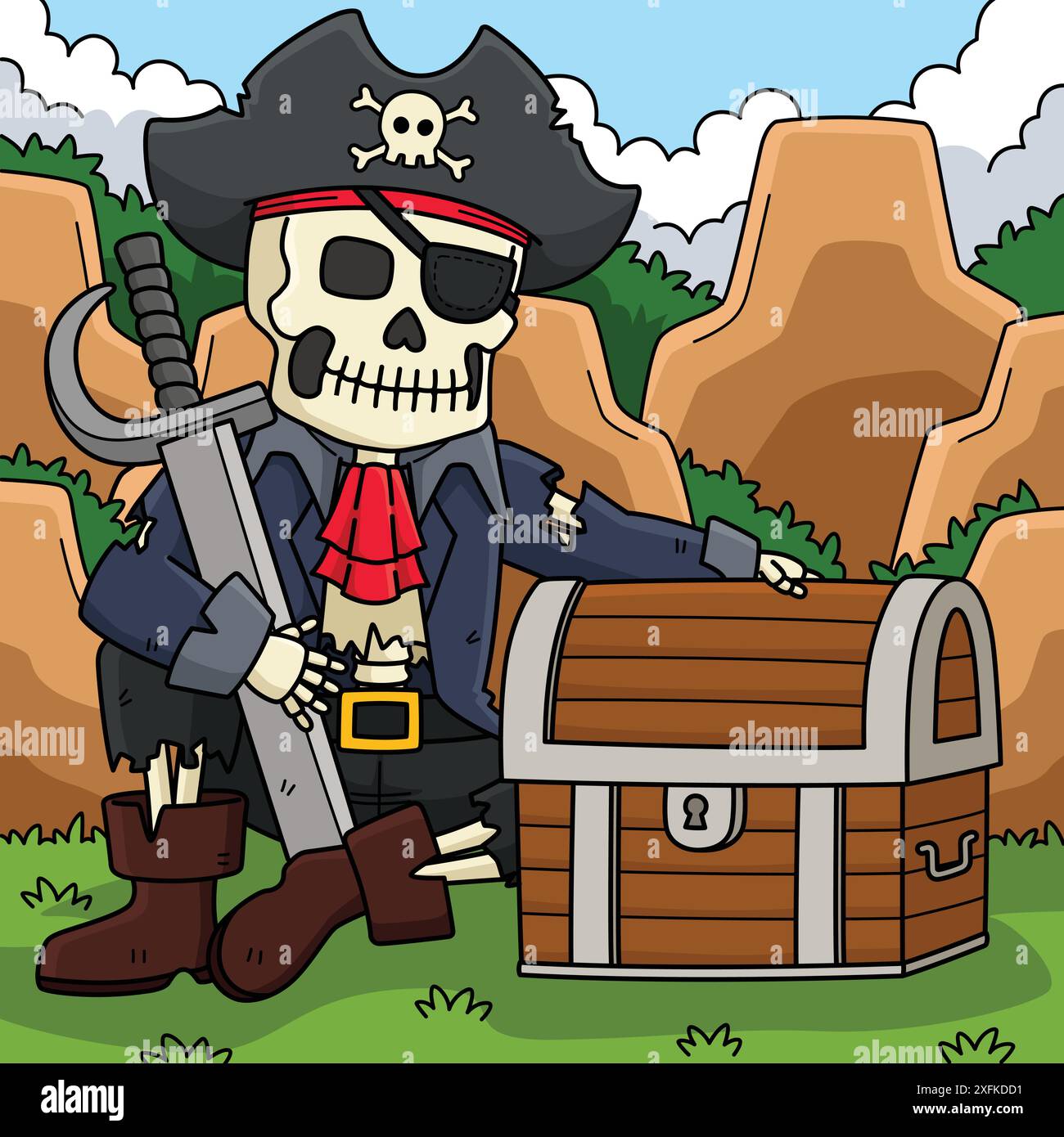 Dead Pirate Colored Cartoon Illustration Stock Vector Image & Art - Alamy