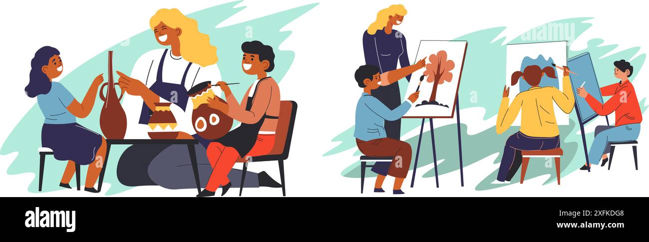 Creative Group Art Class vector Stock Vector Image & Art - Alamy