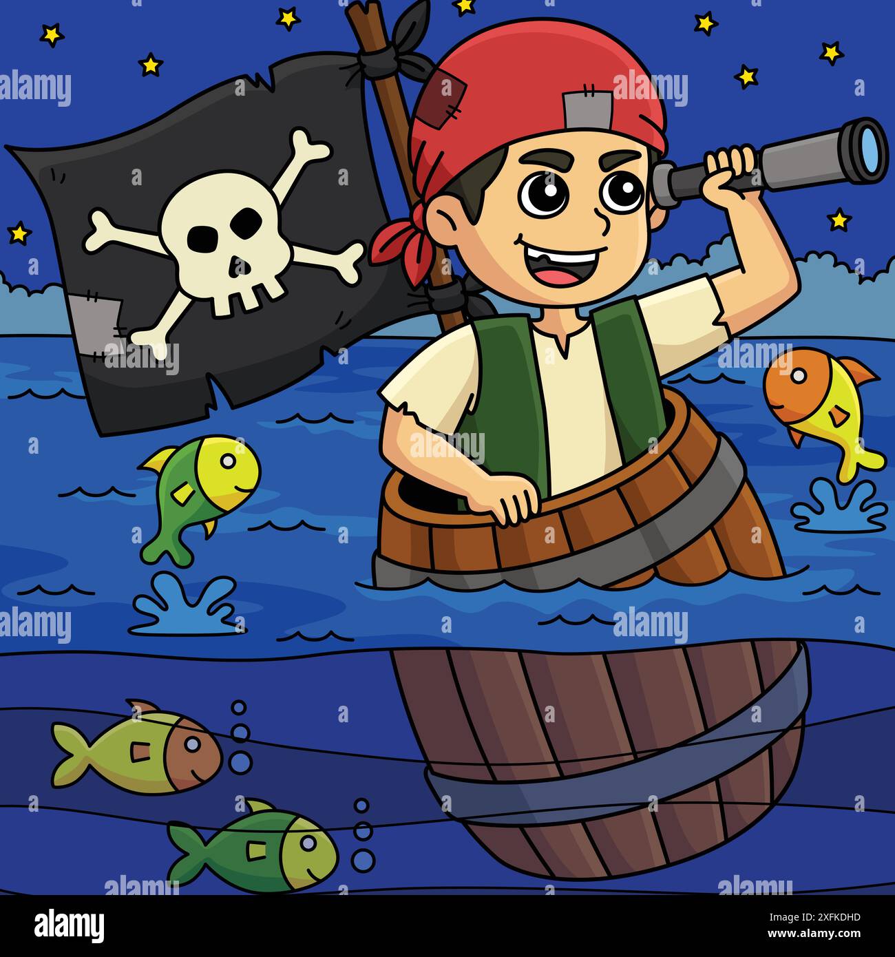 Lost Pirate Colored Cartoon Illustration Stock Vector Image & Art - Alamy