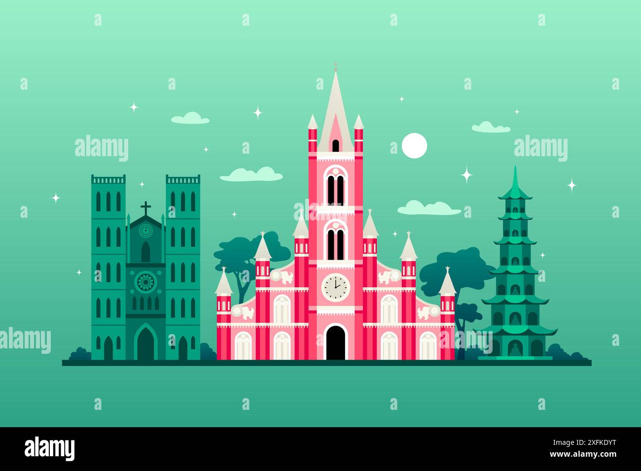 Tan Dinh Church - modern colored vector illustration Stock Vector Image ...