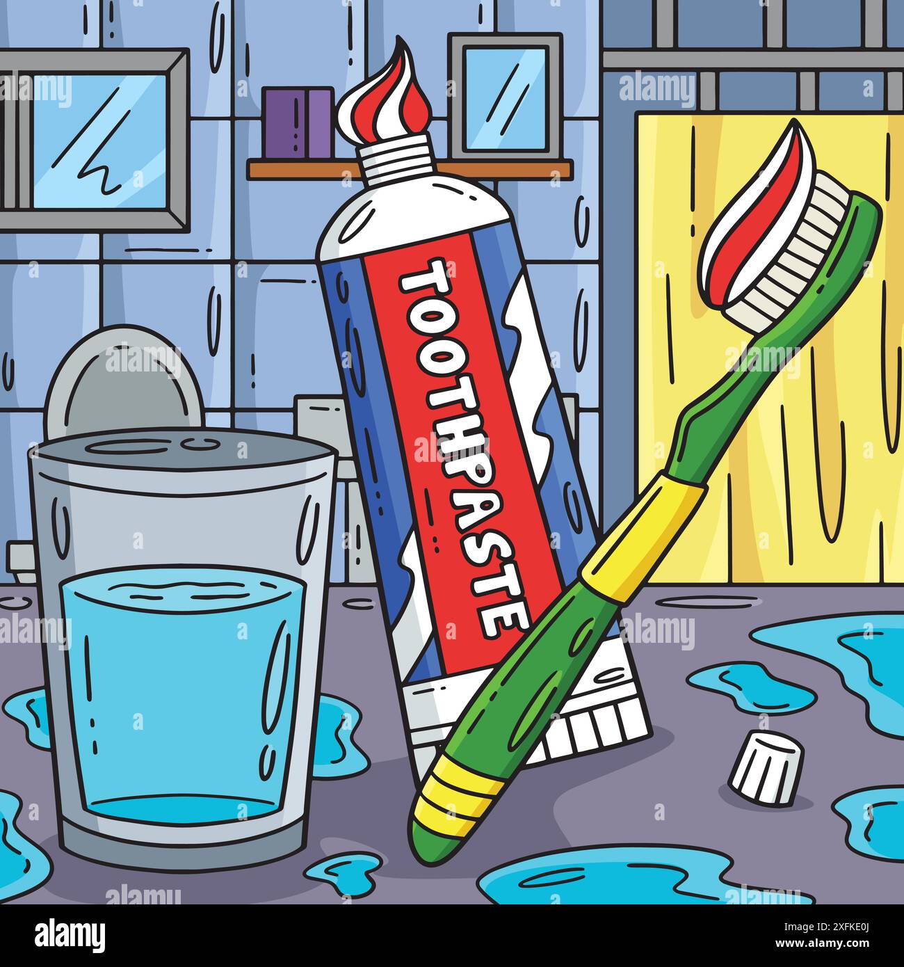 Dental Care Toothbrush and Toothpaste Colored Stock Vector Image & Art ...