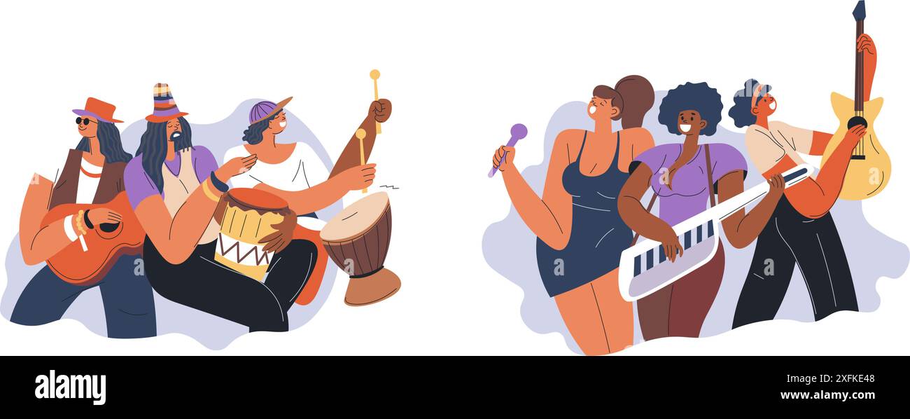 Jazz Band Playing Instruments vector Stock Vector Image & Art - Alamy