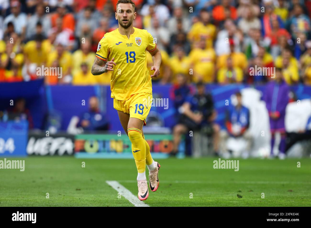 Munich, Germany. 02nd July, 2024. Denis Dragus #19 of Romania in the ...