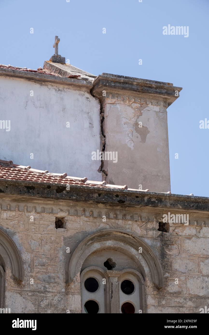 The earthquake damaged church at Antipata, Kefalonia, Greece Stock ...