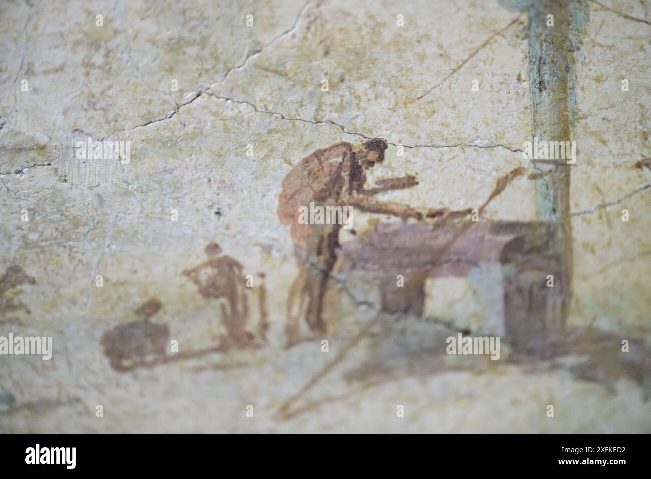 Roman fresco, detail with bucolic scene of wall painting from Villa ...