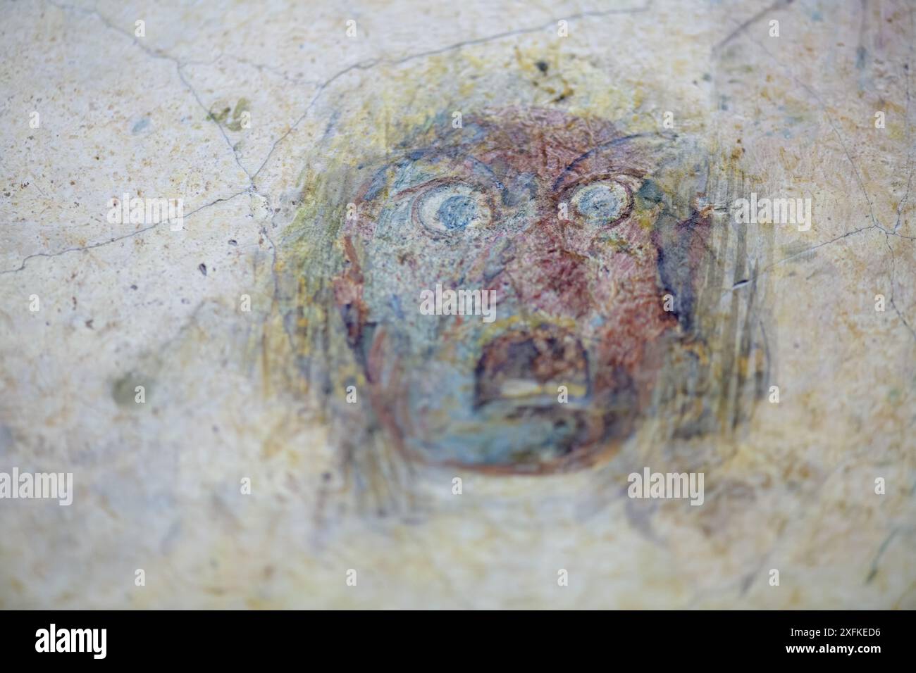 Roman fresco, detail of wall painting from Villa della Farnesina with ...