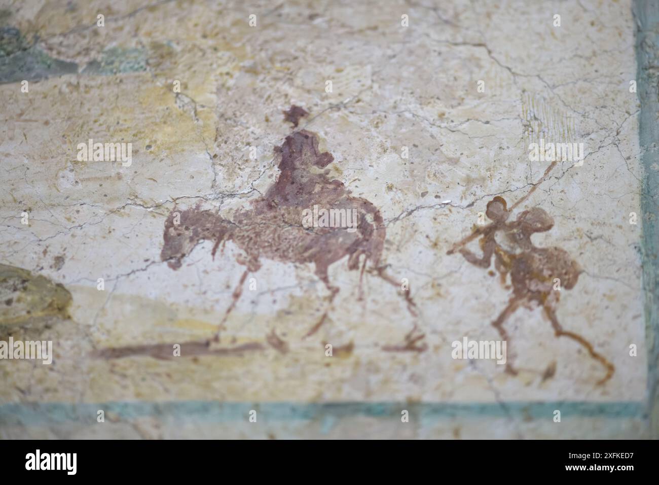 Roman fresco, detail with bucolic scene of wall painting from Villa ...