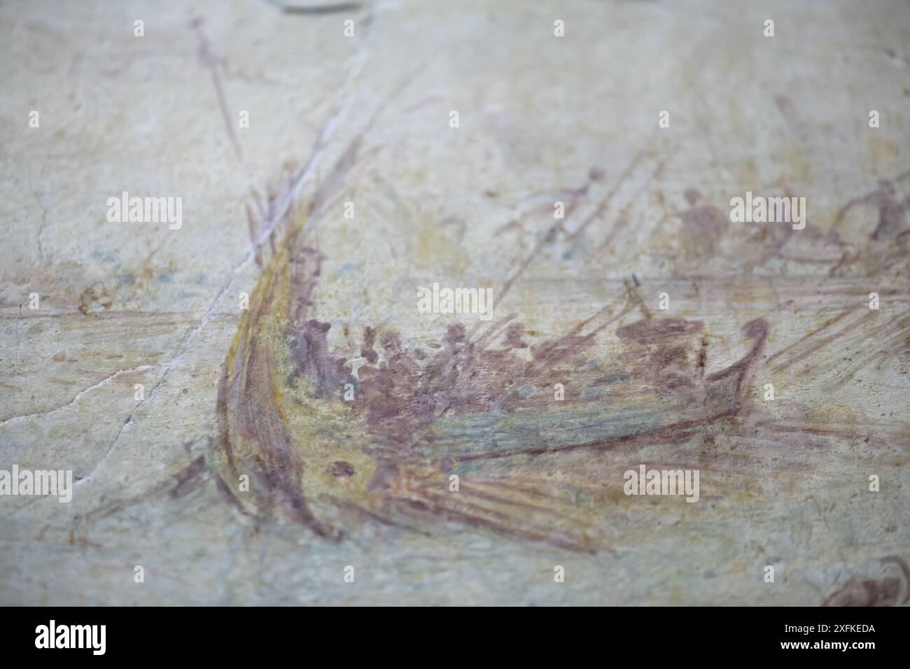 Roman fresco, detail with galley of wall painting from Villa della ...