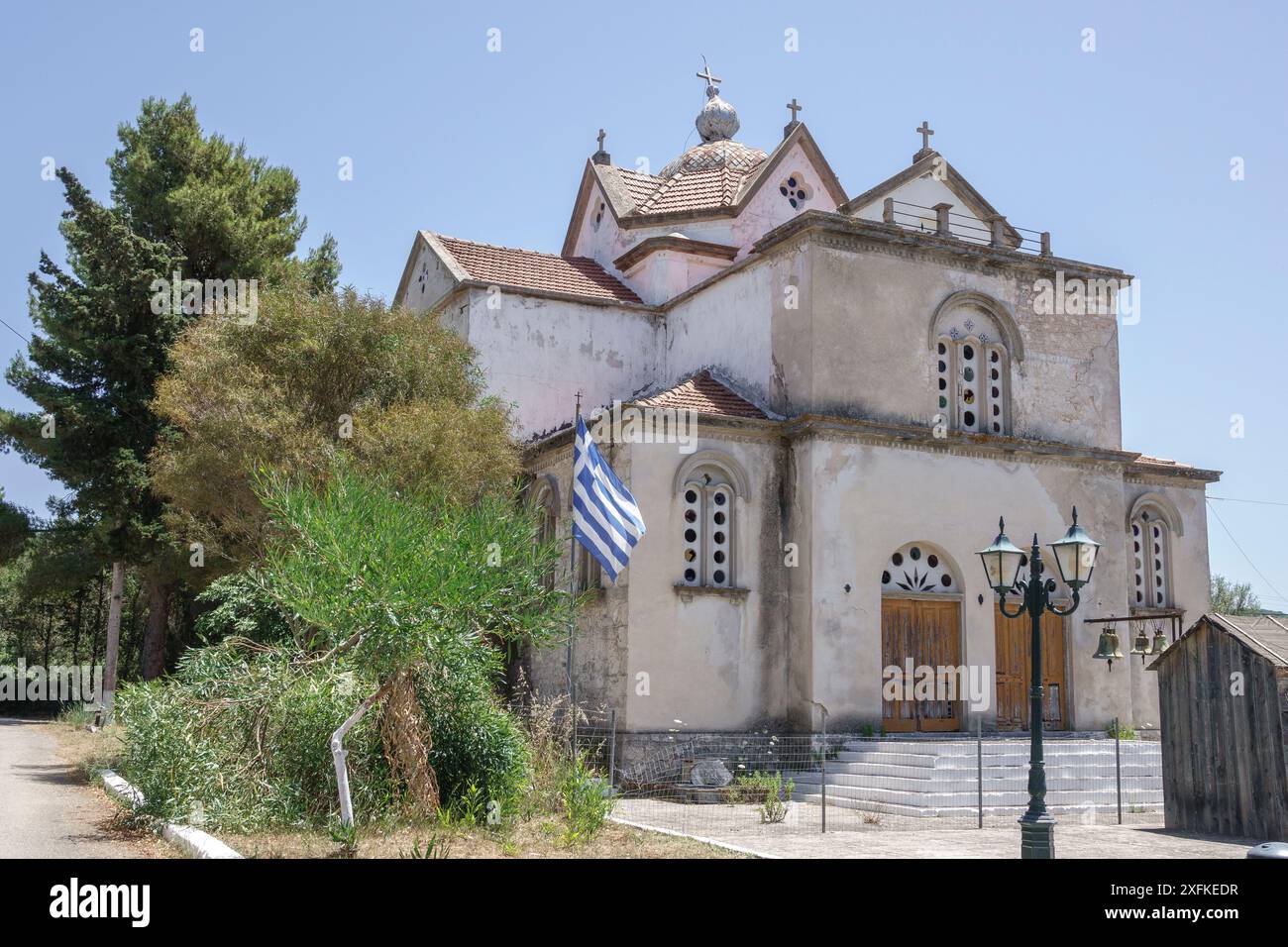 The earthquake damaged church at Antipata, Kefalonia, Greece Stock ...