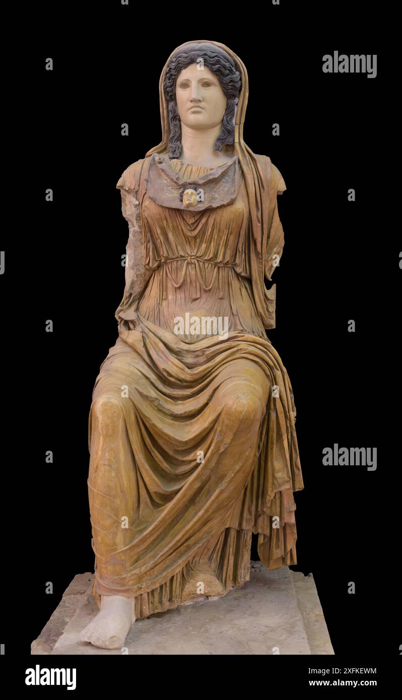 A seated, cult statue of Minerva pieced together from several different ...