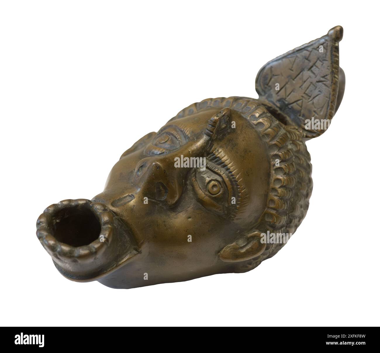 Ancient roman bronze oil lamp in the shape of human head Stock Photo ...