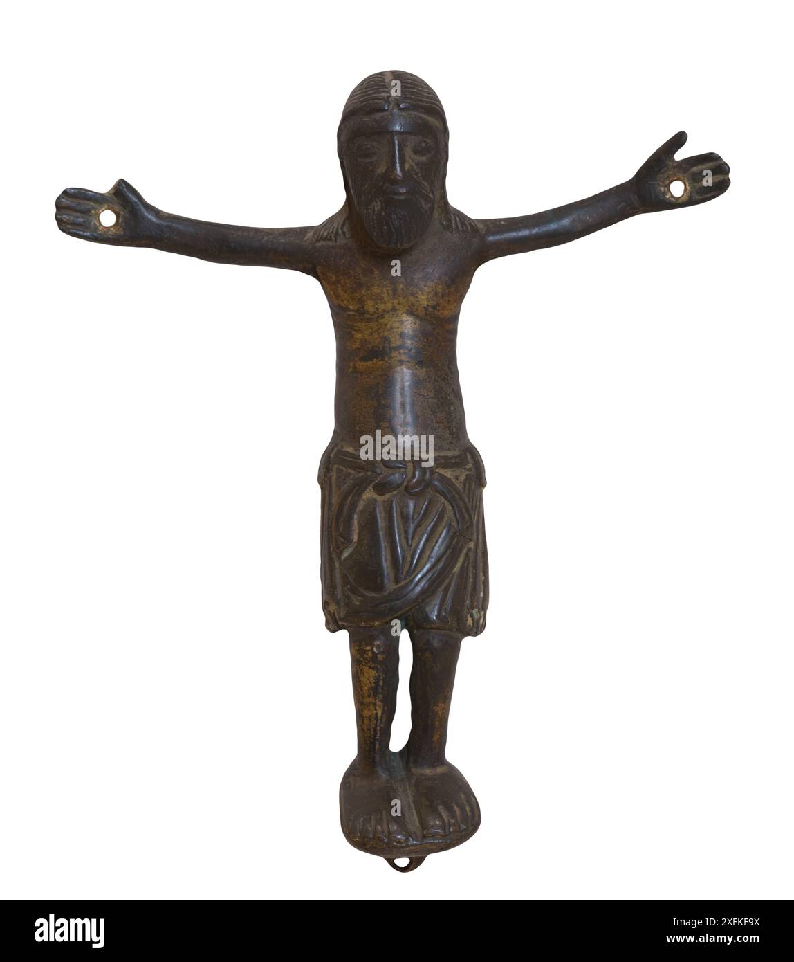 Crucified Christ. Romanesque art. Isolated Stock Photo - Alamy