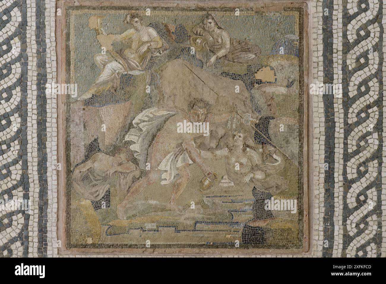 Central panel of a floor mosaic with Hylas and the nymphs. Roman mosaic ...