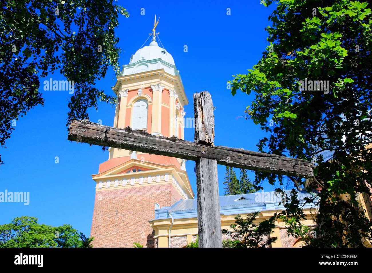 Old wooden cross located in front of Kanta-Loimaa Church, Loimaa ...