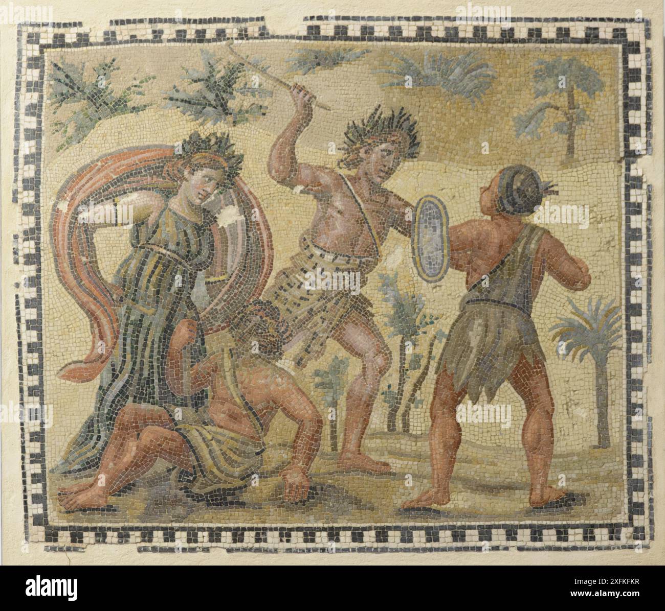 Pavement mosaic with Struggle of Dionysus and the Indians. Rome Stock ...
