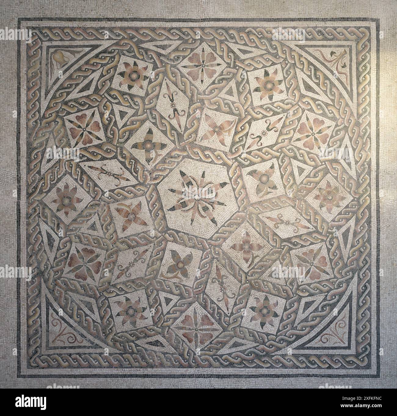 Roman mosaic with geometric flowers. Rome Stock Photo - Alamy