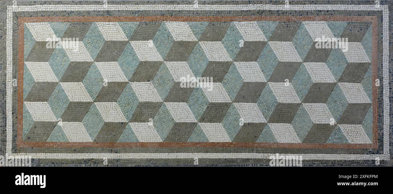 Mosaic with cubic prospective, first century BC, from the tablinum of a ...