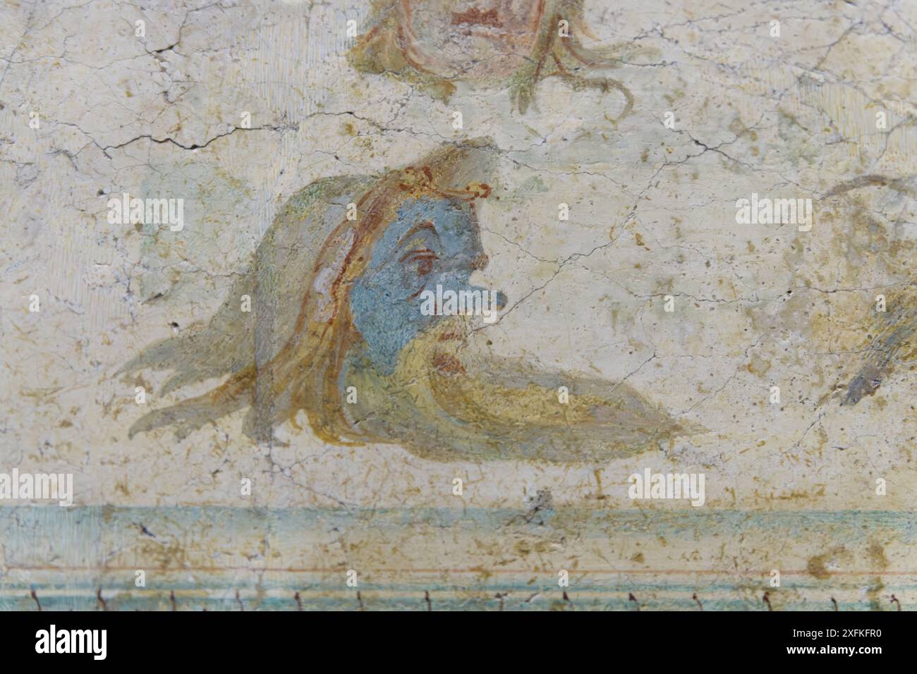 Roman fresco, detail of wall painting from Villa della Farnesina with ...