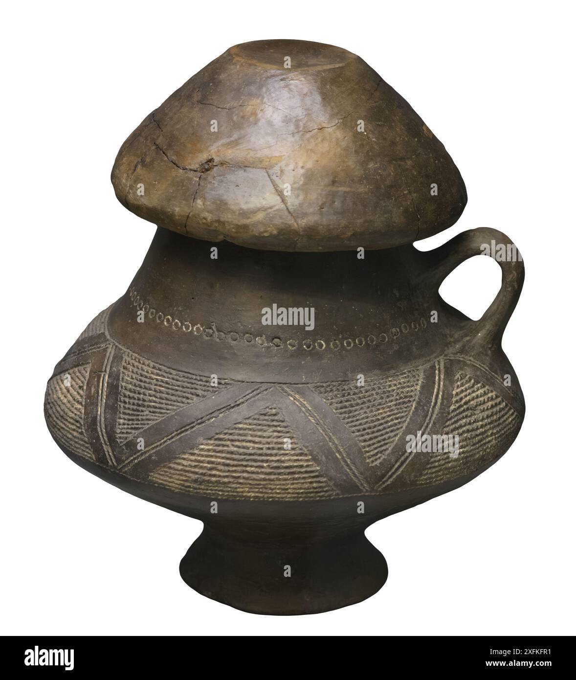 Villanovan biconical cinerary urn with impasto pottery lid, 850-800 BC ...