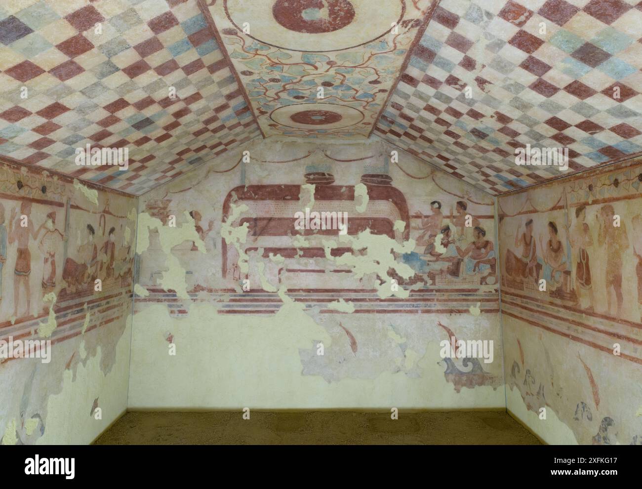 Wall painting in the tomb of the funerary bed in Tarquinia - funerary ...