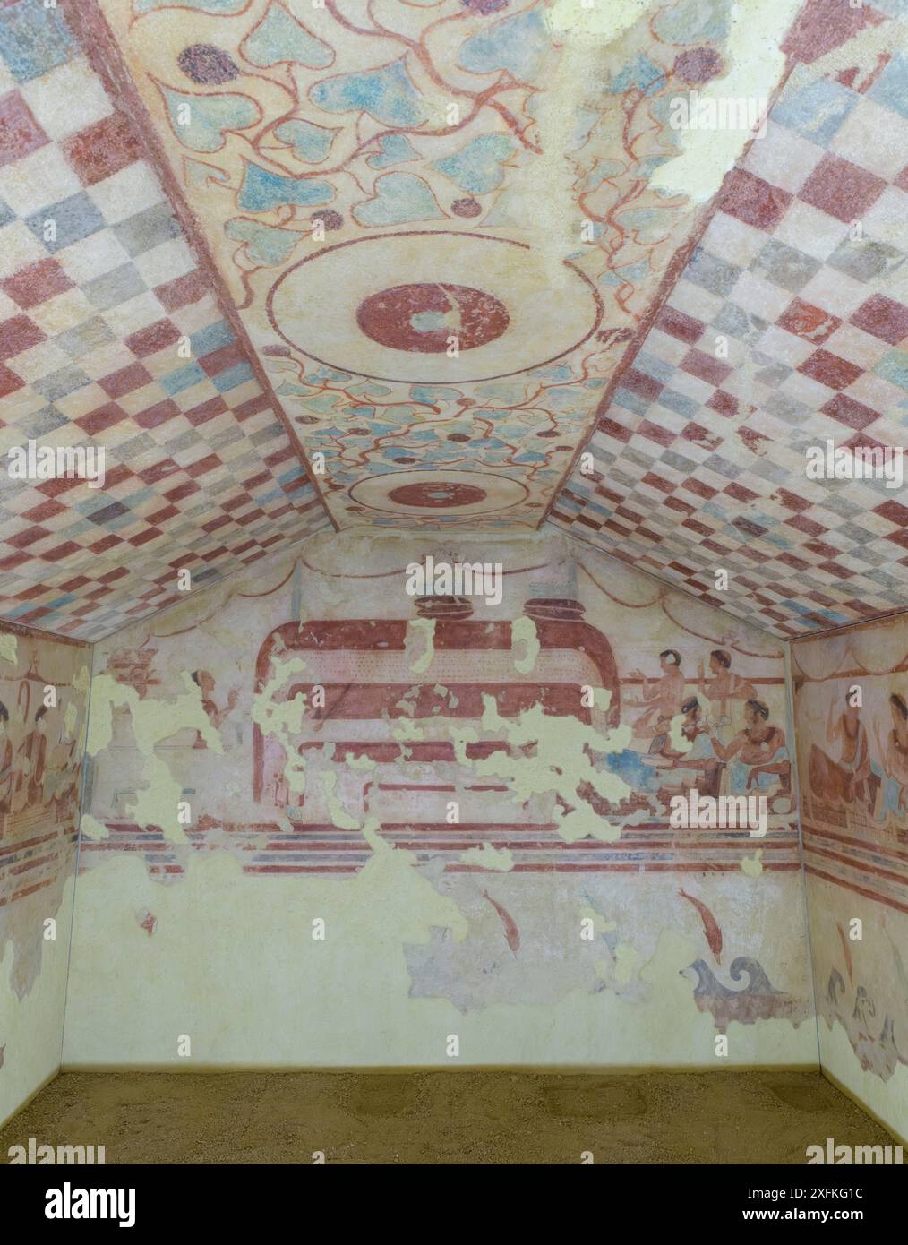 Wall painting in the tomb of the funerary bed in Tarquinia - funerary ...