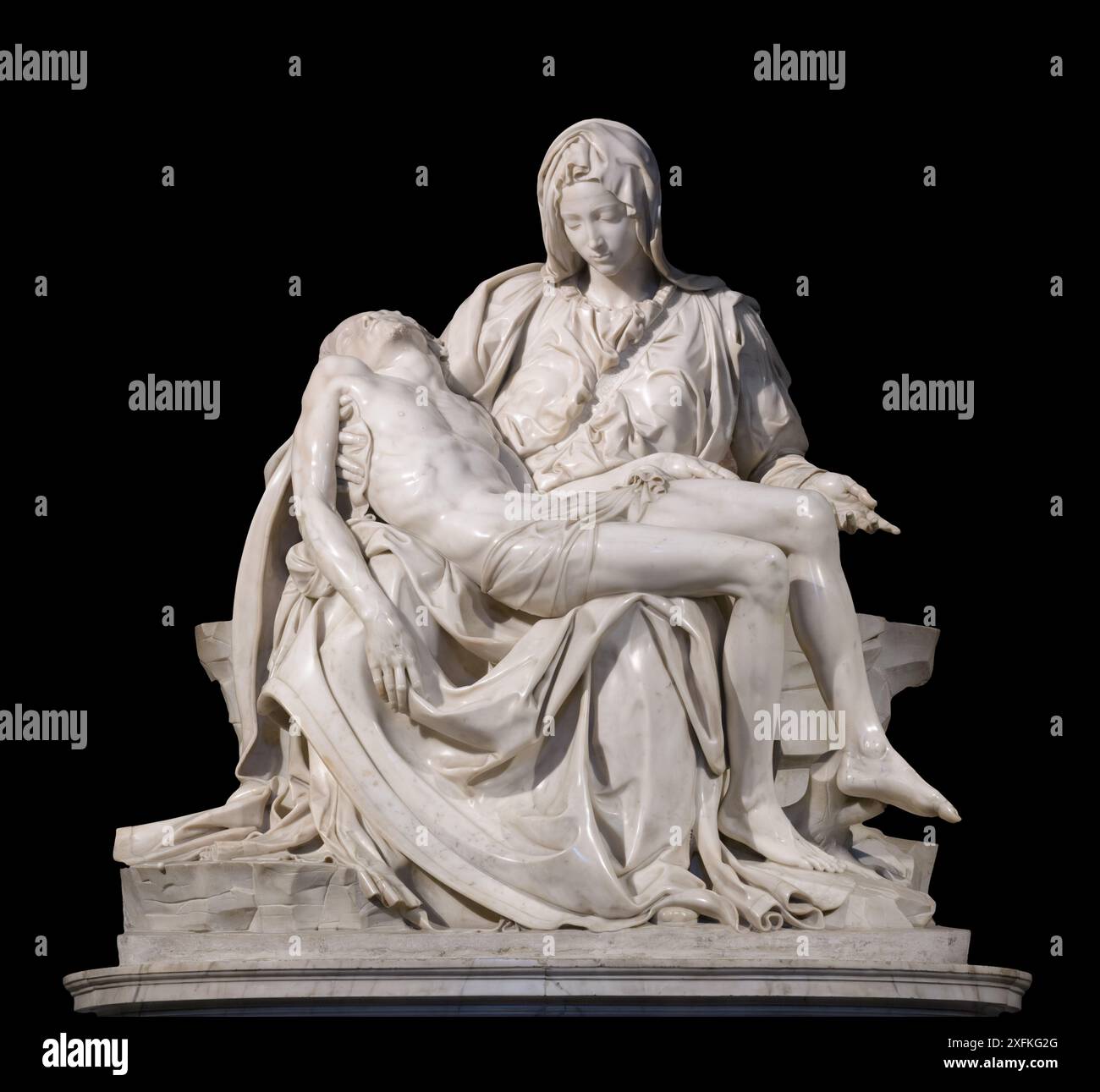 The Madonna della Pieta (La Pieta), marble sculpture of Jesus and Mary ...